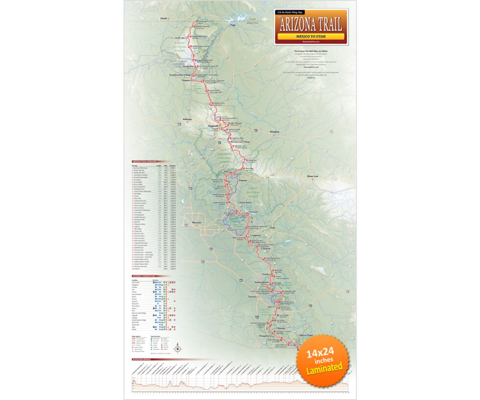 The Arizona Trail Map | Wall Map | Erik The Black's Hiking Maps