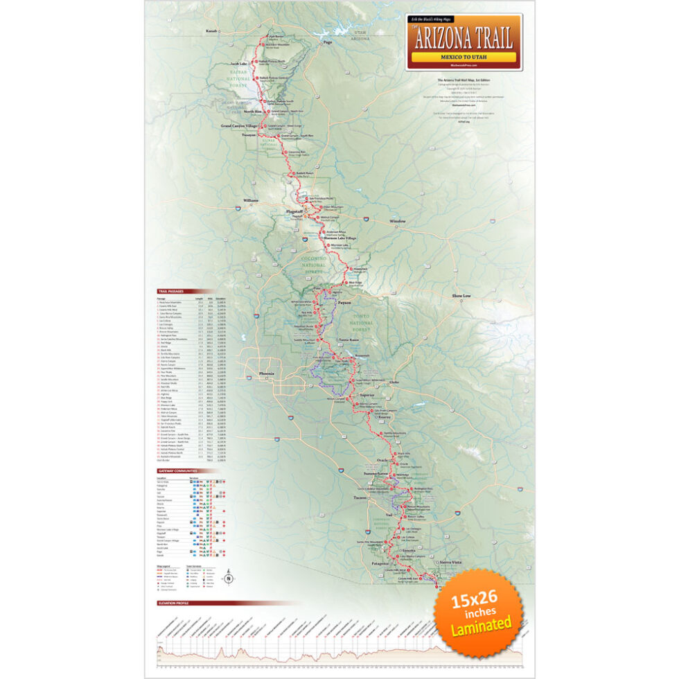 Erik the Black's Arizona Trail Map - Laminated Wall Map