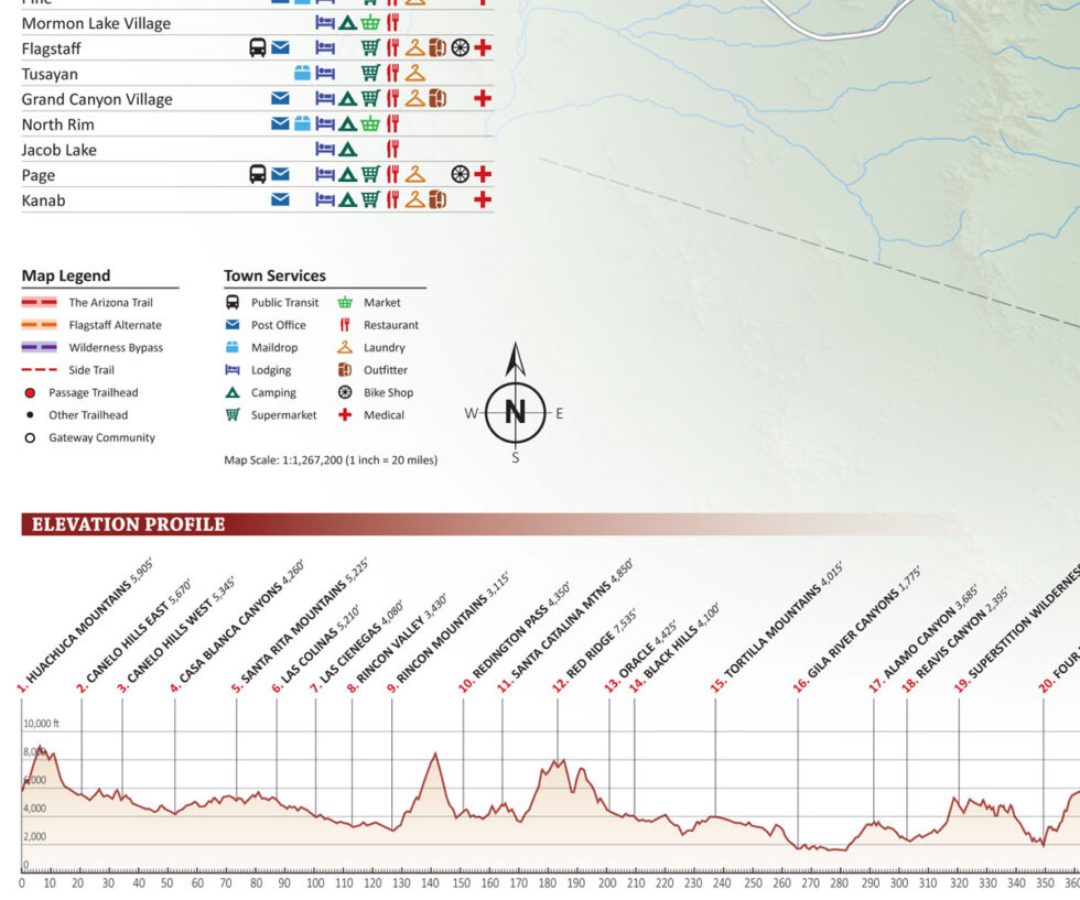 The Arizona Trail Map | Wall Map | Erik The Black's Hiking Maps