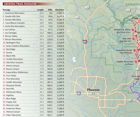 The Arizona Trail Map | Wall Map | Erik The Black's Hiking Maps