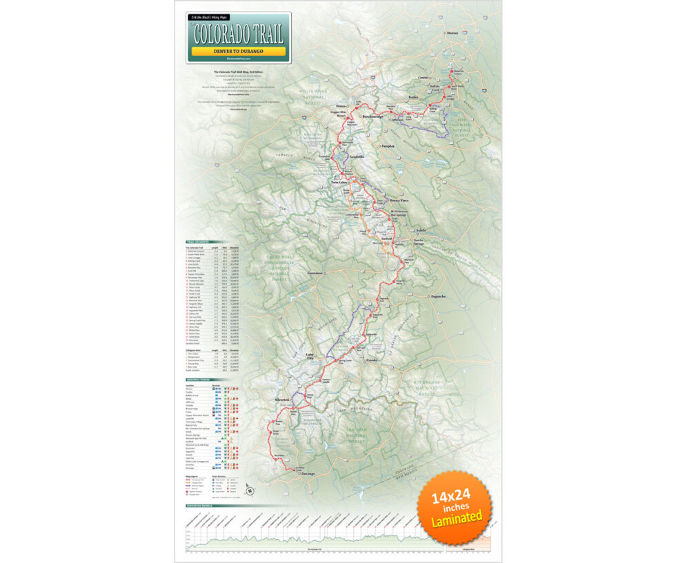 The Colorado Trail Map | Wall Map | Erik The Black's Hiking Maps