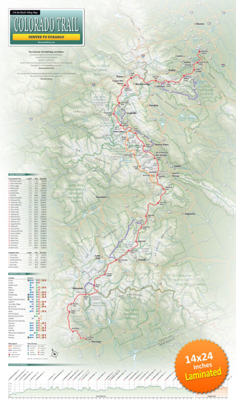 The Colorado Trail Map | Wall Map | Erik The Black's Hiking Maps