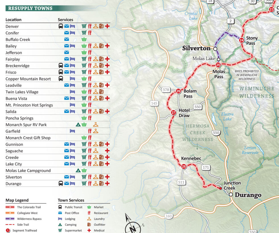 The Colorado Trail Map | Wall Map | Erik The Black's Hiking Maps