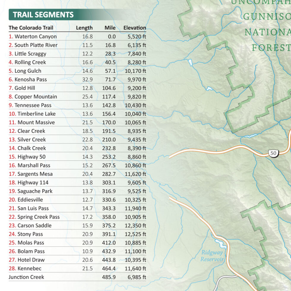 Erik the Black's Colorado Trail Map | Laminated Wall Map