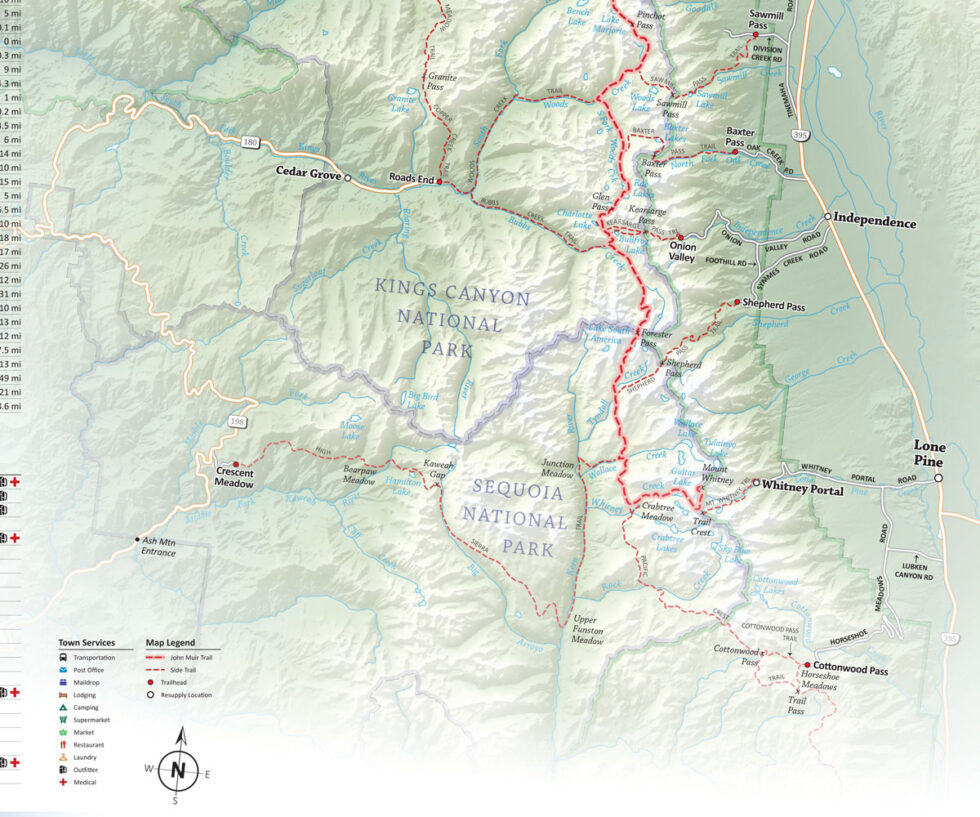 John Muir Trail Map | Wall Map | Erik The Black's Hiking Maps